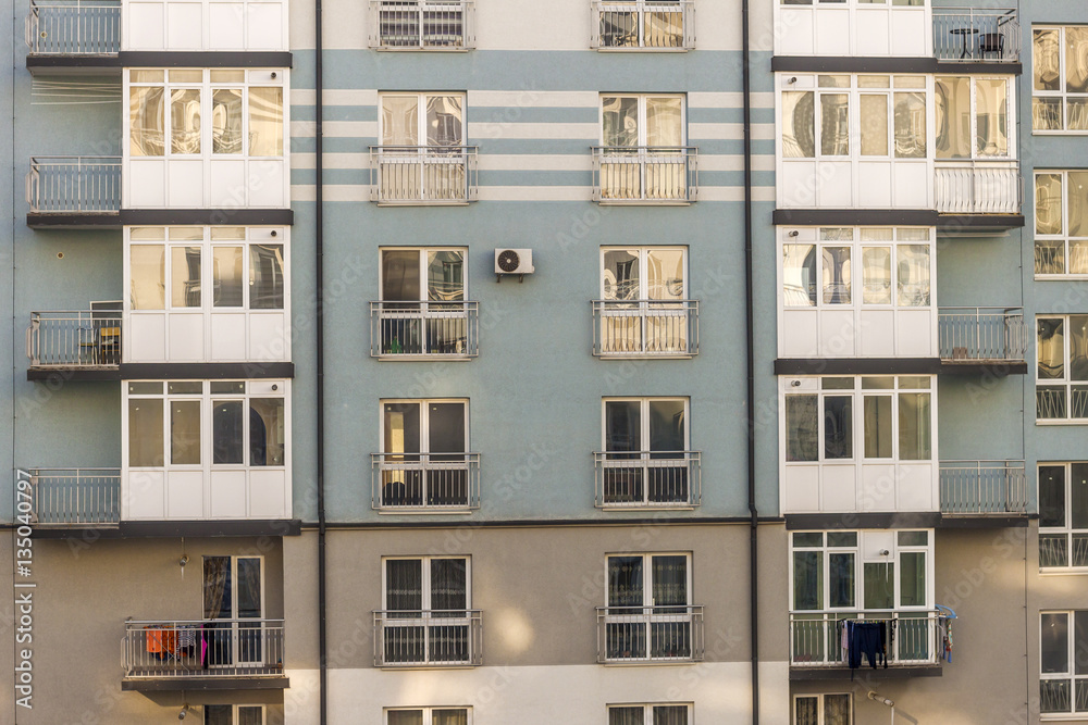 Architecture of window building modern style. Facade of a new mu Stock ...