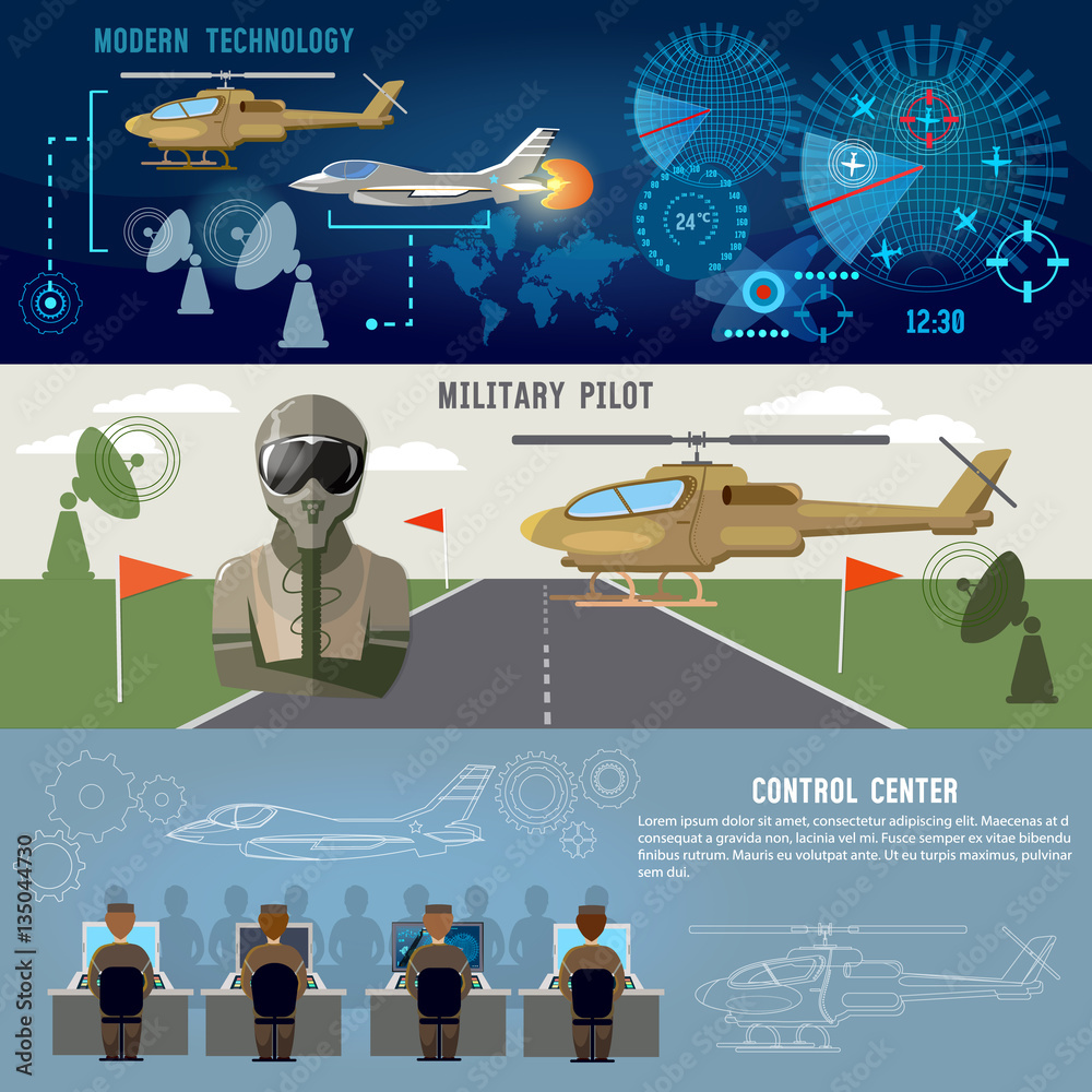 Army air force banner, planes and helicopters, military pilot vector de ...