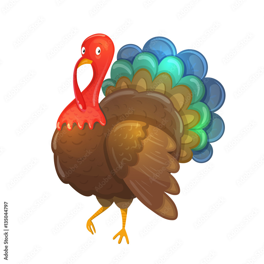 Colorful cartoon illustration of turkey, traditional thanksgiving ...
