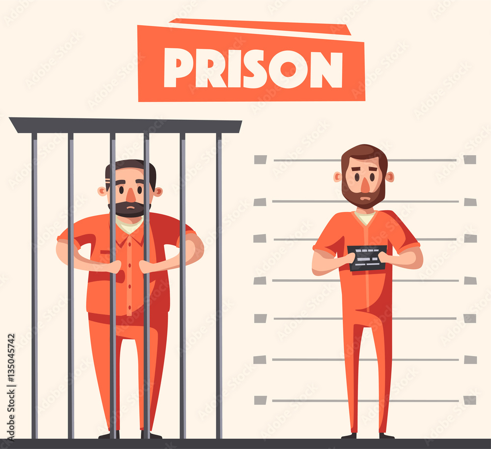 Prison with prisoner. Character design. Cartoon vector illustration ...