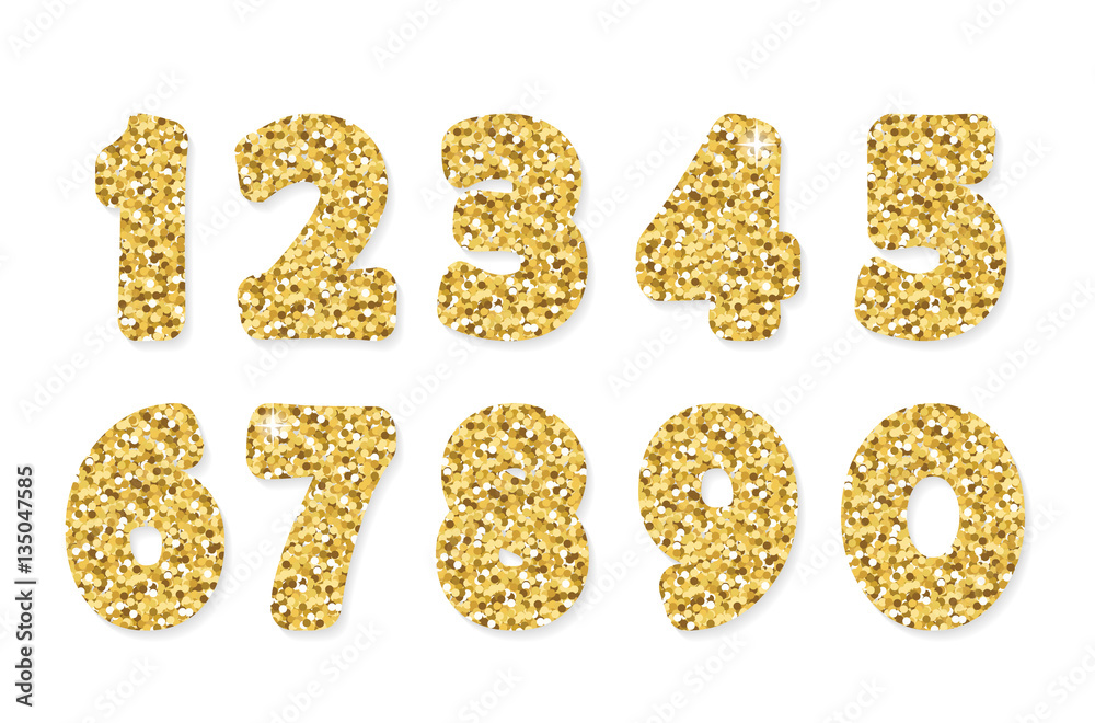 Gold glitter numbers. For birthday and party festive design. Stock ...