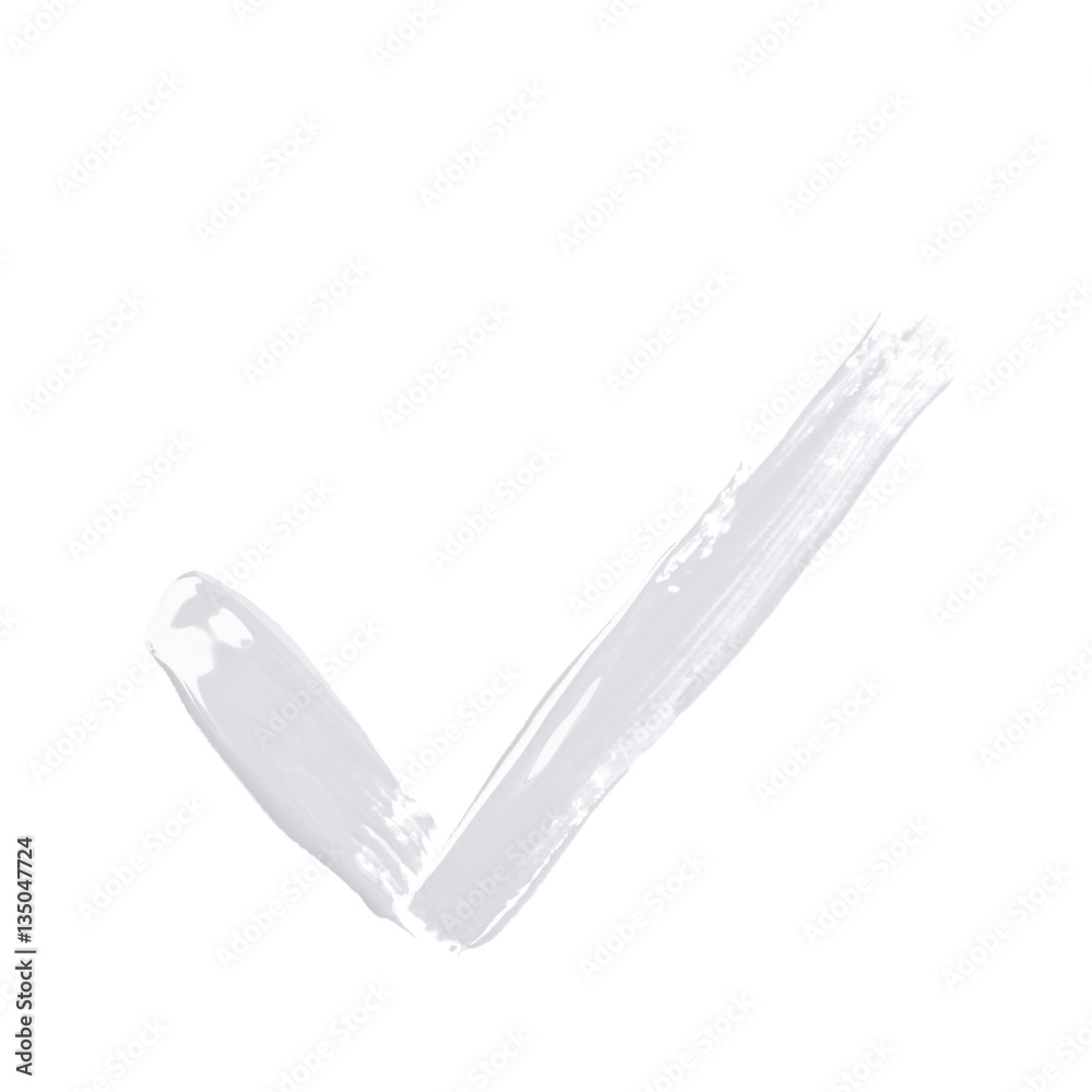 Tick mark made with a paint stroke Stock-Foto | Adobe Stock