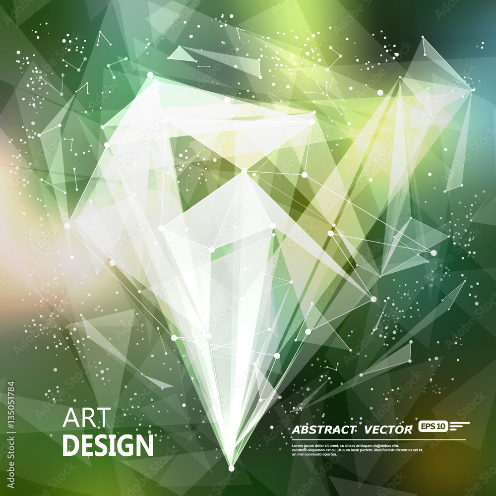 Abstract composition, green font texture, white cybernetic dot, title ...