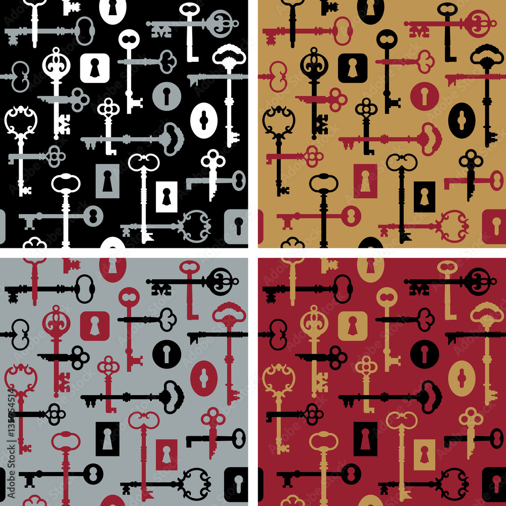 Skeleton Keys and Locks Pattern Stock Vector | Adobe Stock