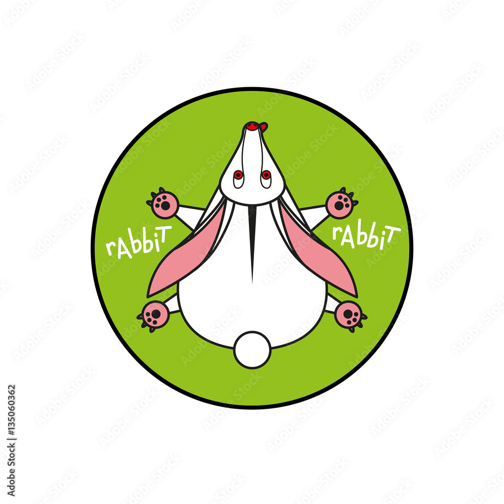 Cartoon vector rabbit. bunny top view. Inscribed in a circle as an ...