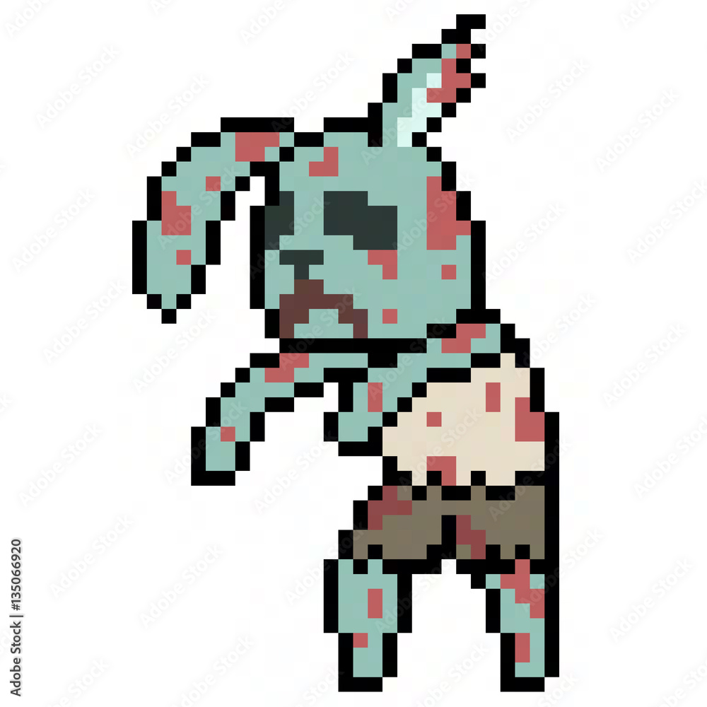 pixel art rabbit zombie Stock Illustration | Adobe Stock