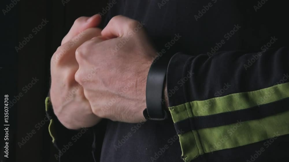 Nervous male hands close up - anxiety, tension, embarrassment or ...