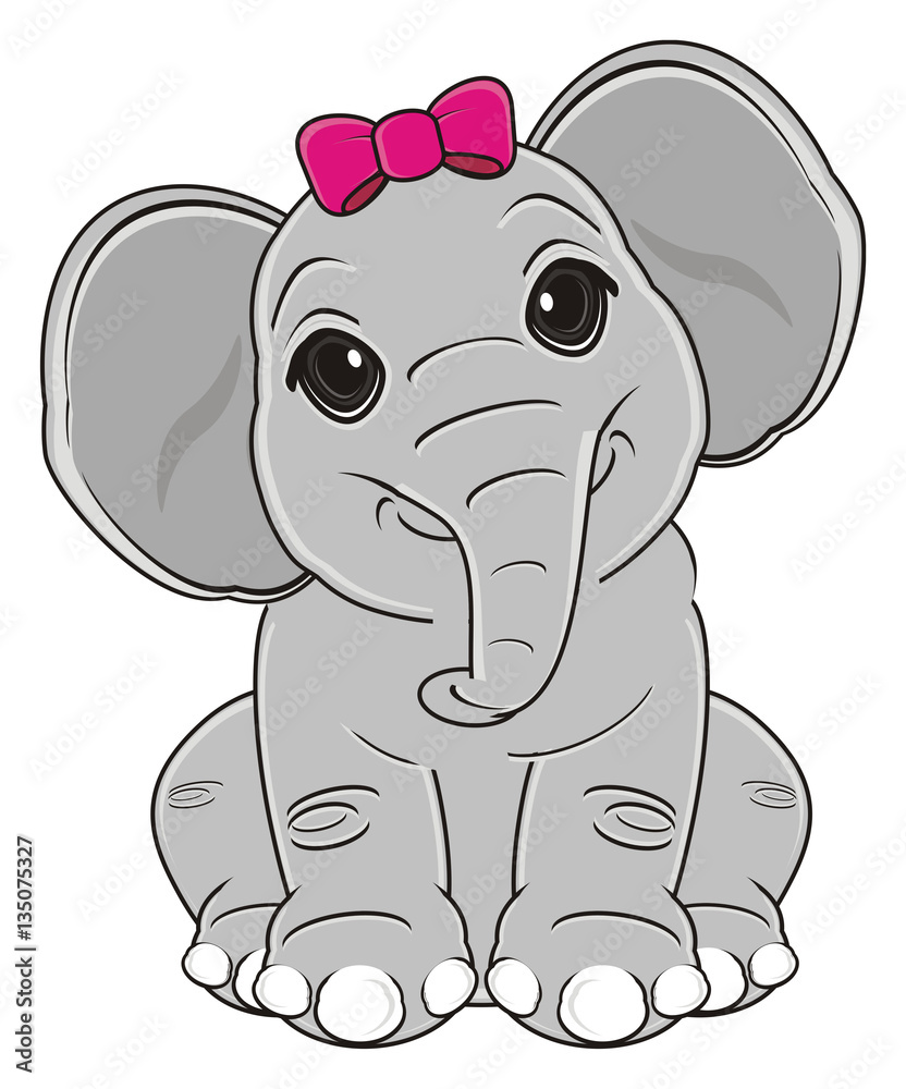 Gray And Pink Elephant Clipart