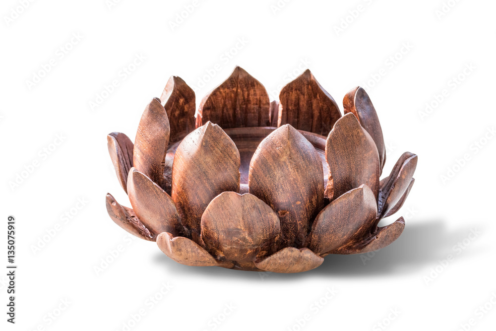 The lotus carved wood.isolated on white background with clipping path ...