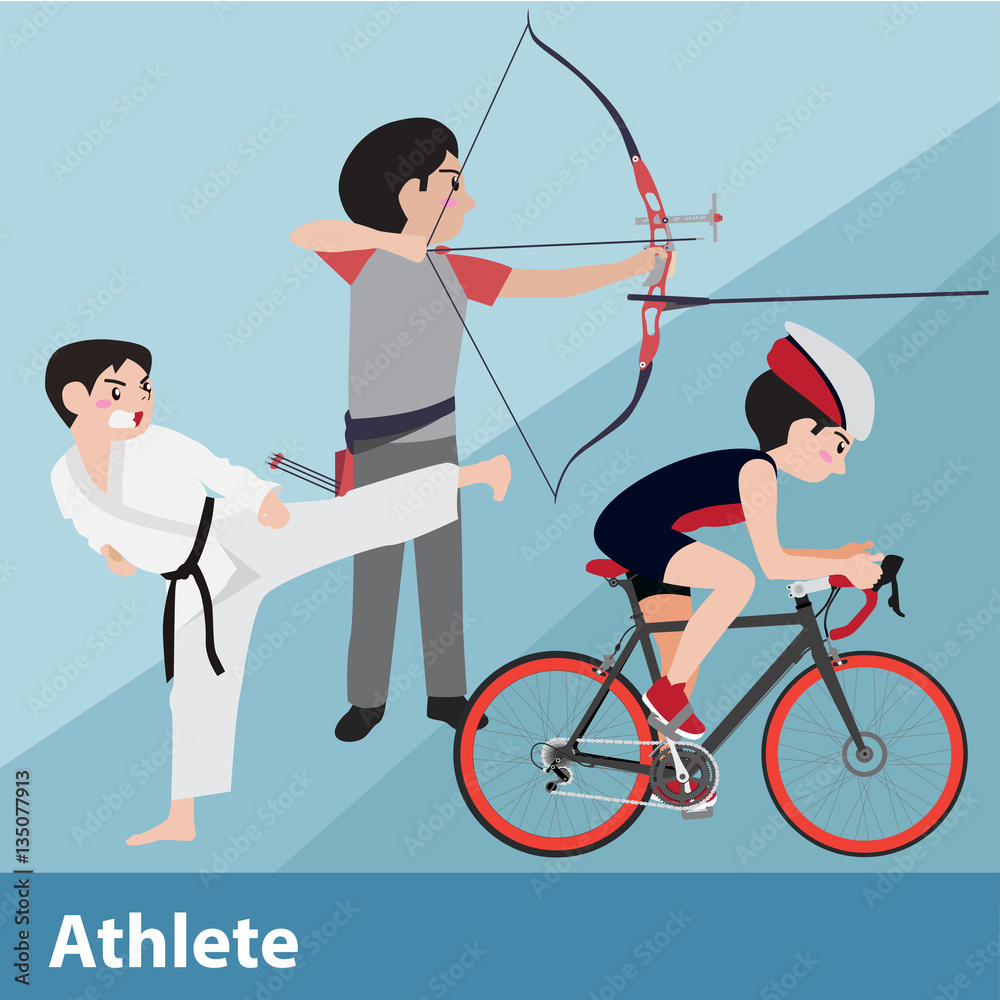 Athletic sport vector cartoon illustration set Stock Vector | Adobe Stock