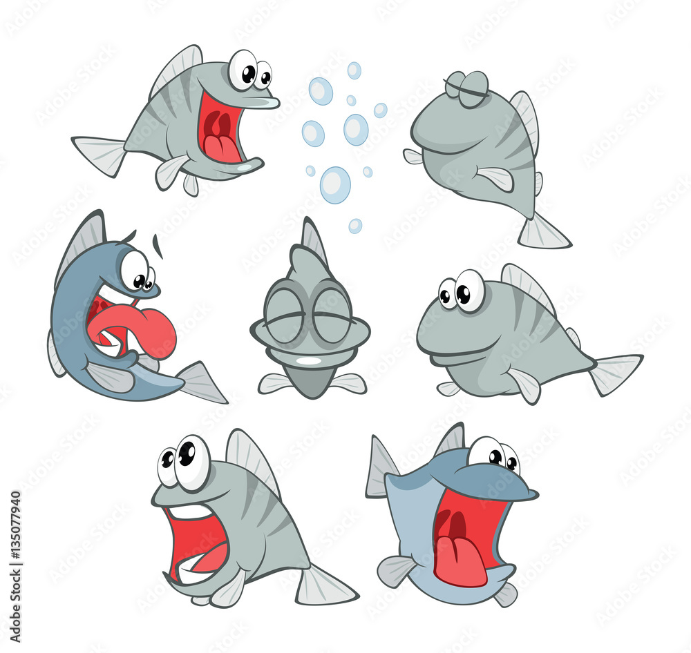 Set Cartoon Illustration. A Cute Deep-Water Fish for you Design Stock ...