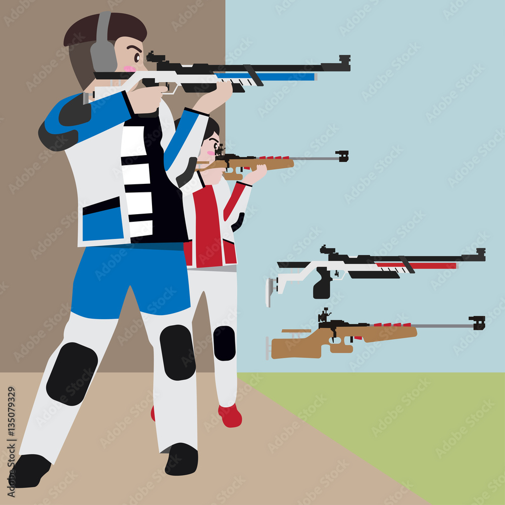 Shooting athletic sport vector cartoon illustration set Stock Vector ...