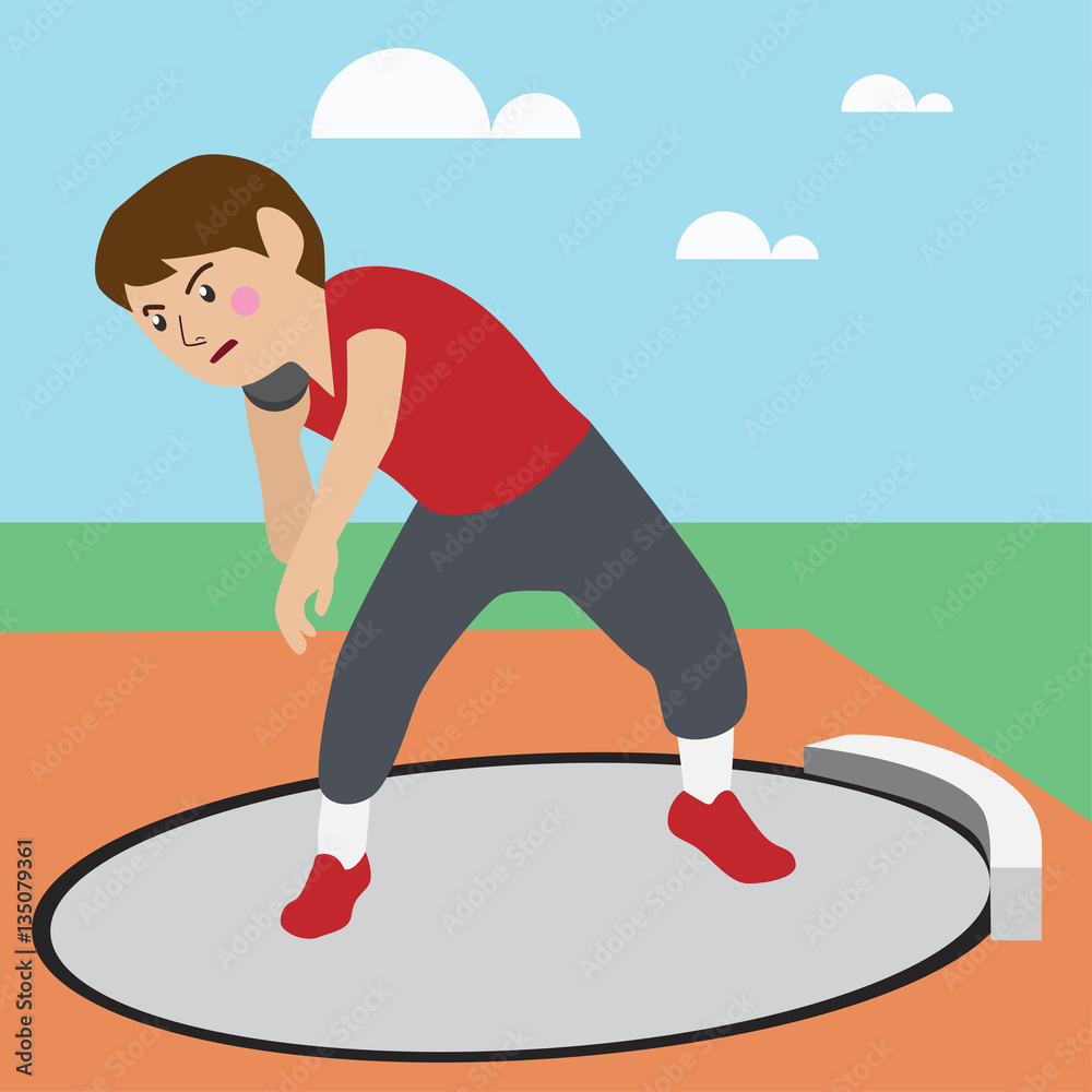 Shot-put athletic sport vector cartoon illustration set Stock Vector ...