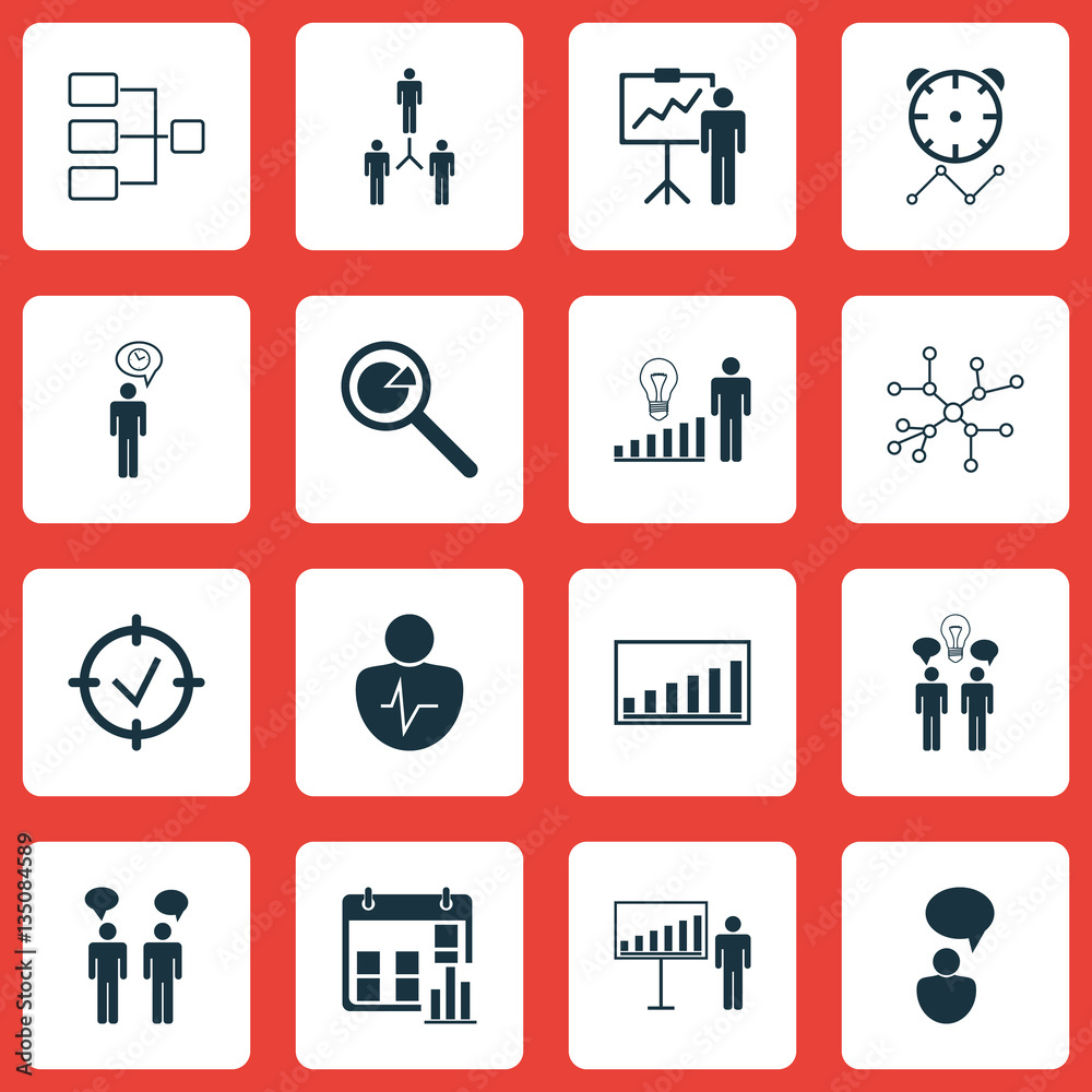 Set Of 16 Authority Icons. Includes Team Meeting, Personal Character ...