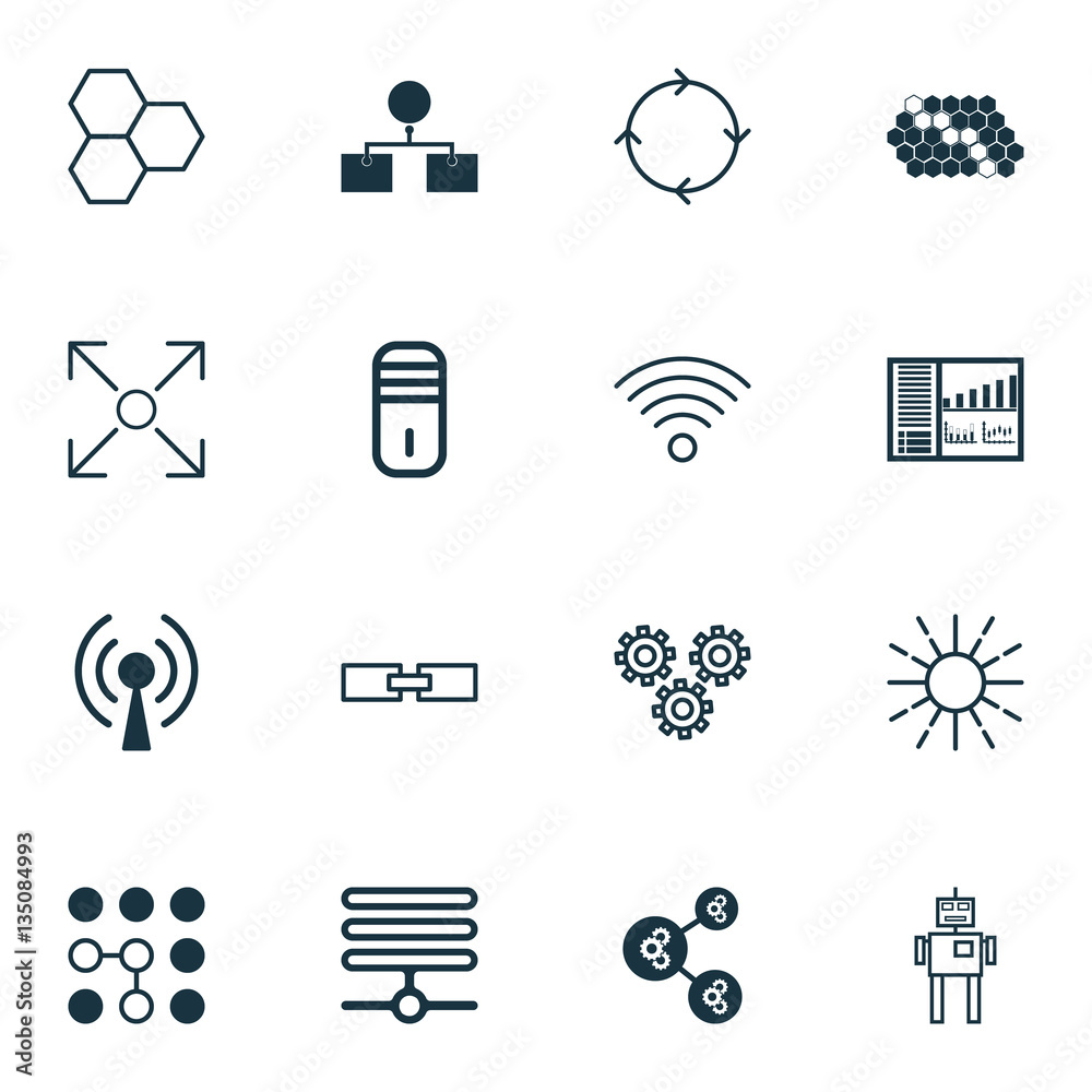Set Of 16 Machine Learning Icons. Includes Branching Program, Related ...