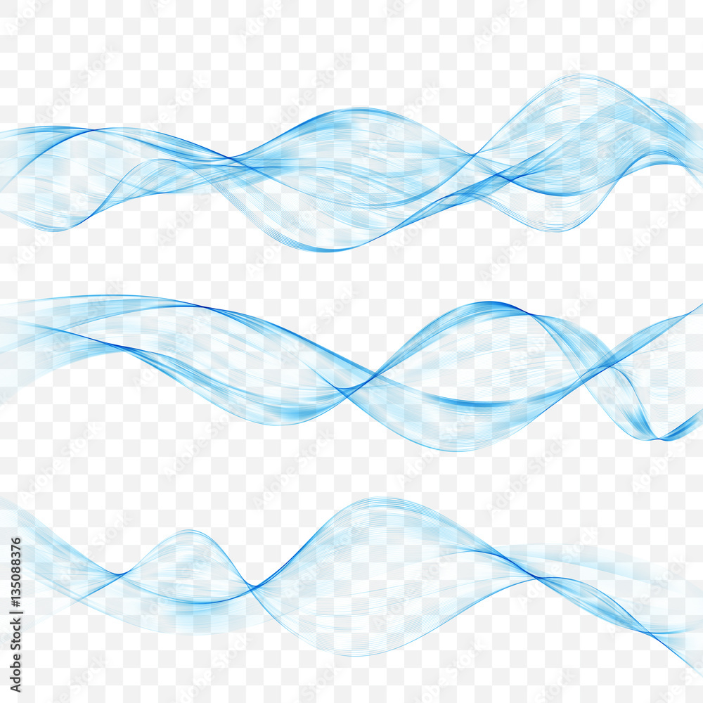 Abstract Blue Wave Set on Transparent Background Stock Vector | Adobe Stock