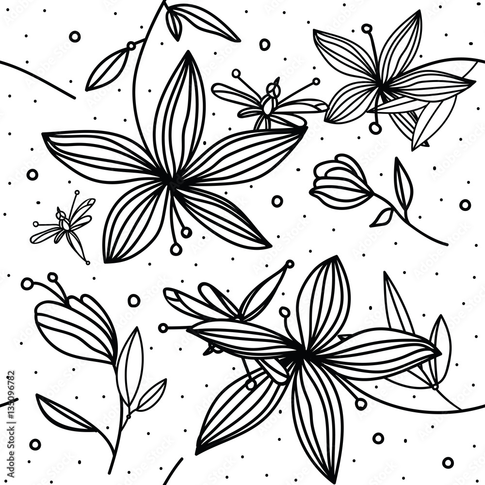 Simple Flower Patterns Drawing