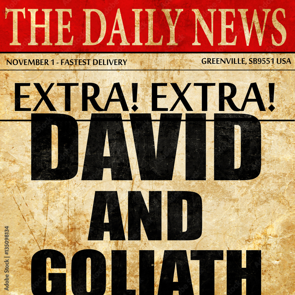 david and goliath, newspaper article text Stock Illustration | Adobe Stock