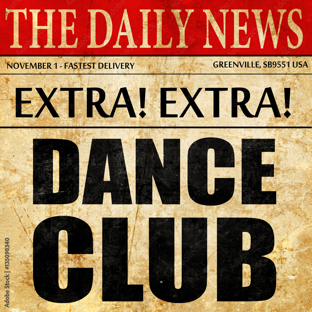 dance club, newspaper article text Stock Illustration | Adobe Stock