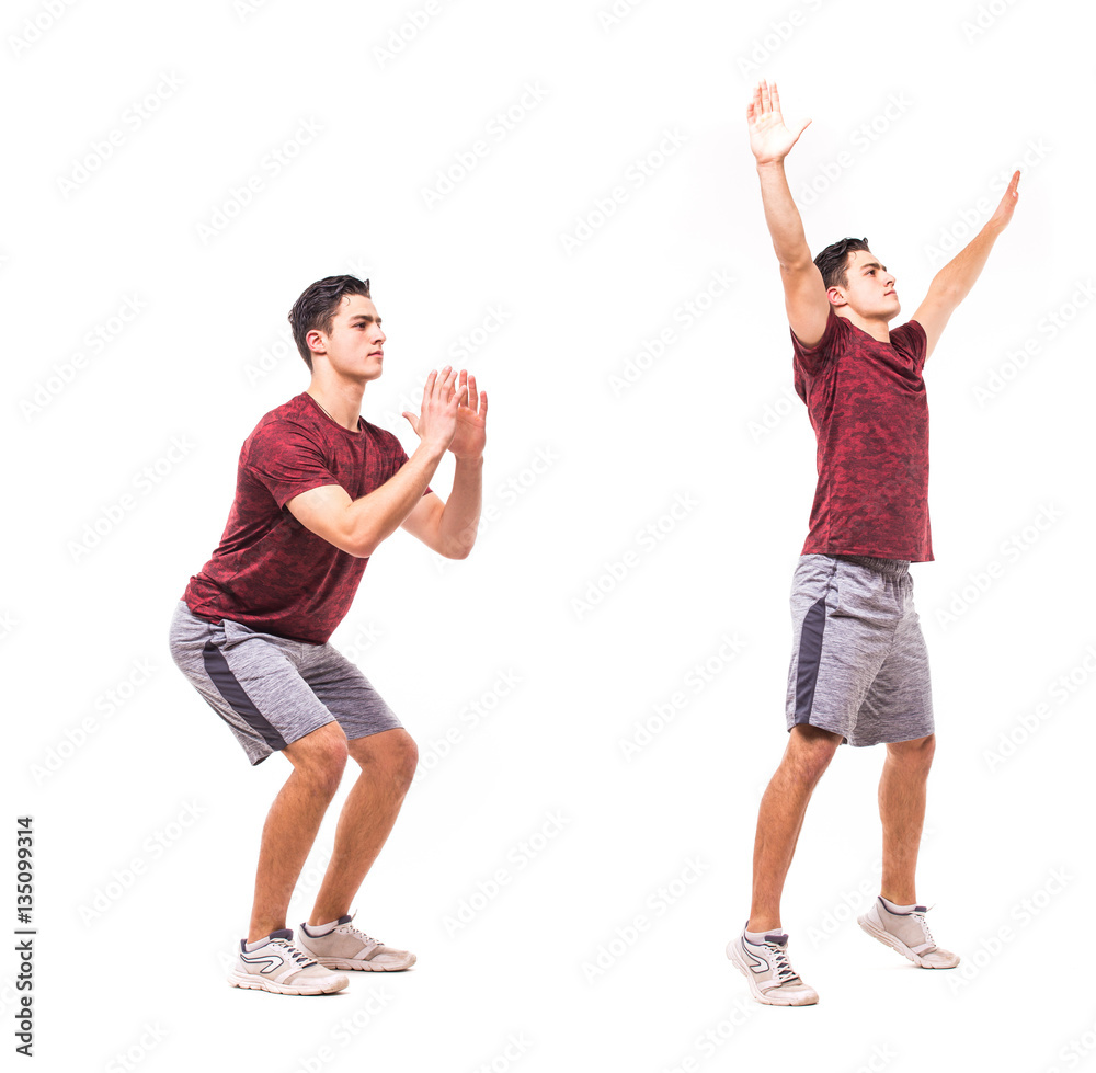 Star Jacks. Young man doing sport exercise. Stock Photo | Adobe Stock
