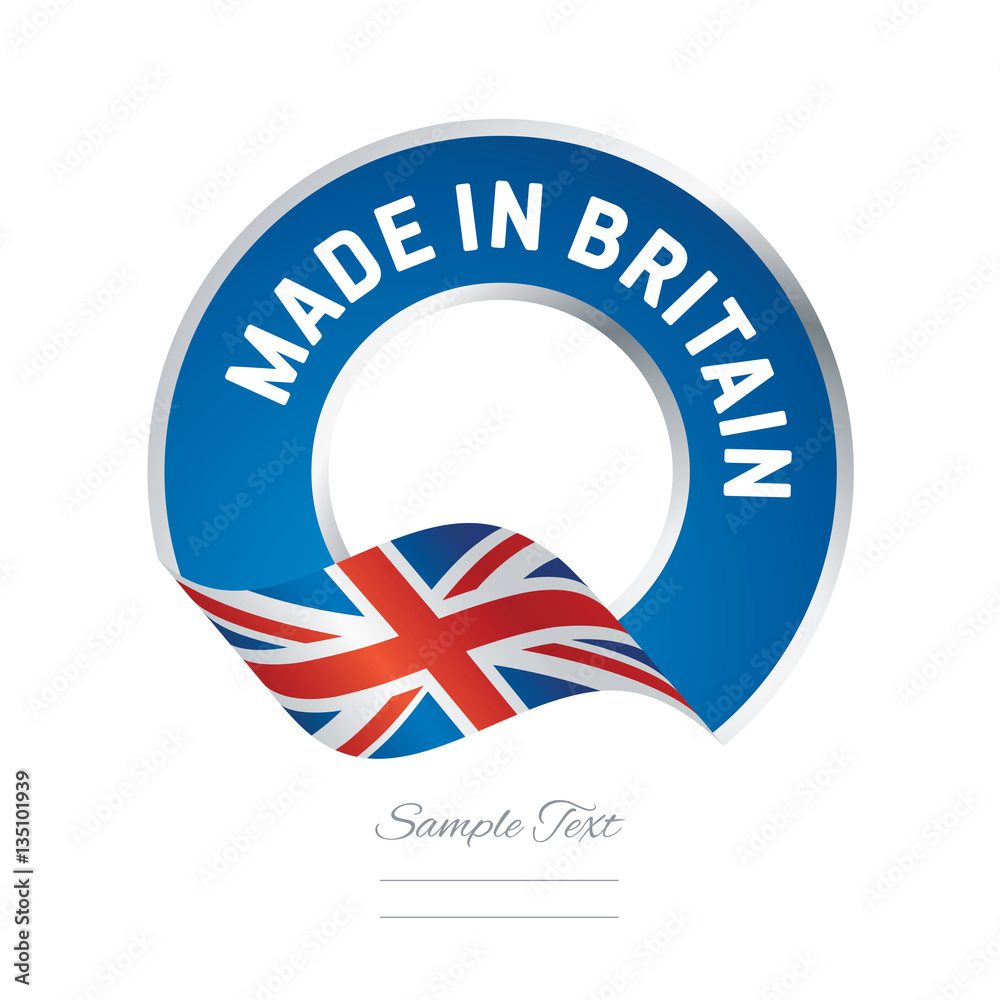 Made in Great Britain flag blue color label button banner Stock Vector ...