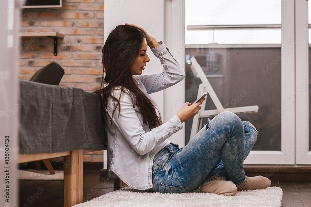 Beautiful young woman forgot something important Stock Photo | Adobe Stock