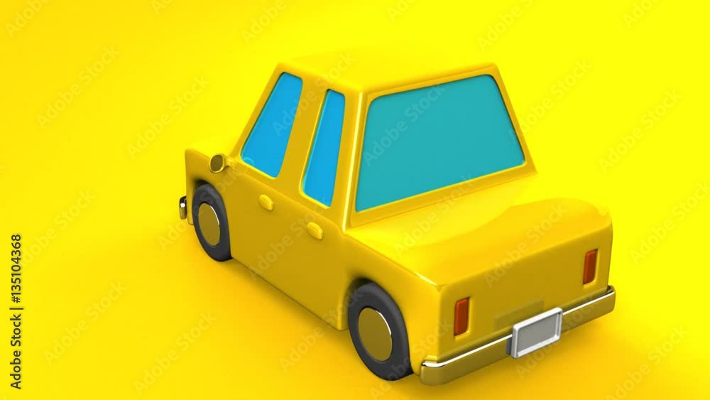 Yellow Car On Yellow Background. Loop able 3DCG render Animation. Stock ...