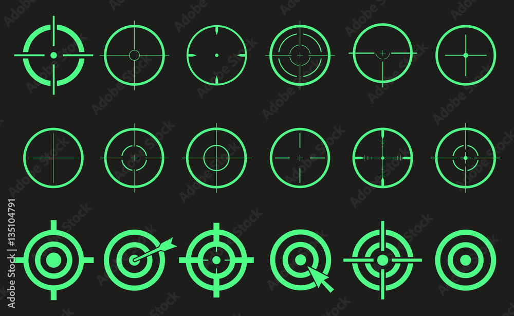 Target set icons sight sniper symbol isolated, crosshair and aim vector ...