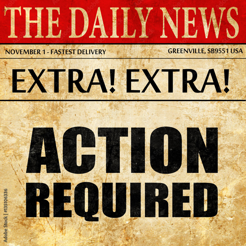 action required, newspaper article text Stock Illustration | Adobe Stock