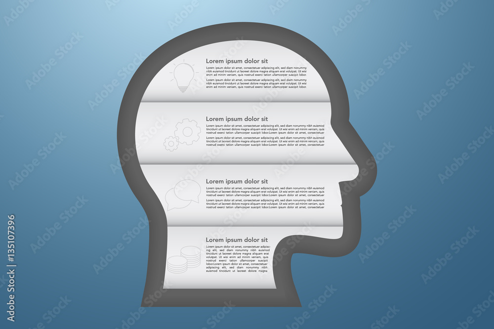 4 steps business infographics with outline icons in origami style with ...