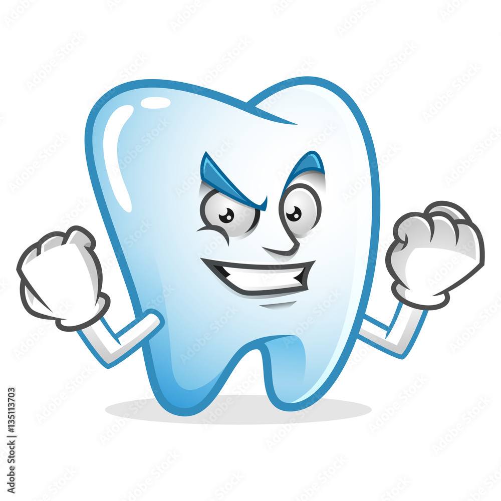 Strong and confident tooth mascot, tooth character, tooth cartoon ...