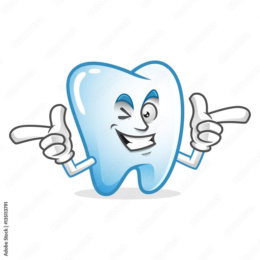 happy Funky tooth mascot, tooth character, tooth cartoon vector Stock ...