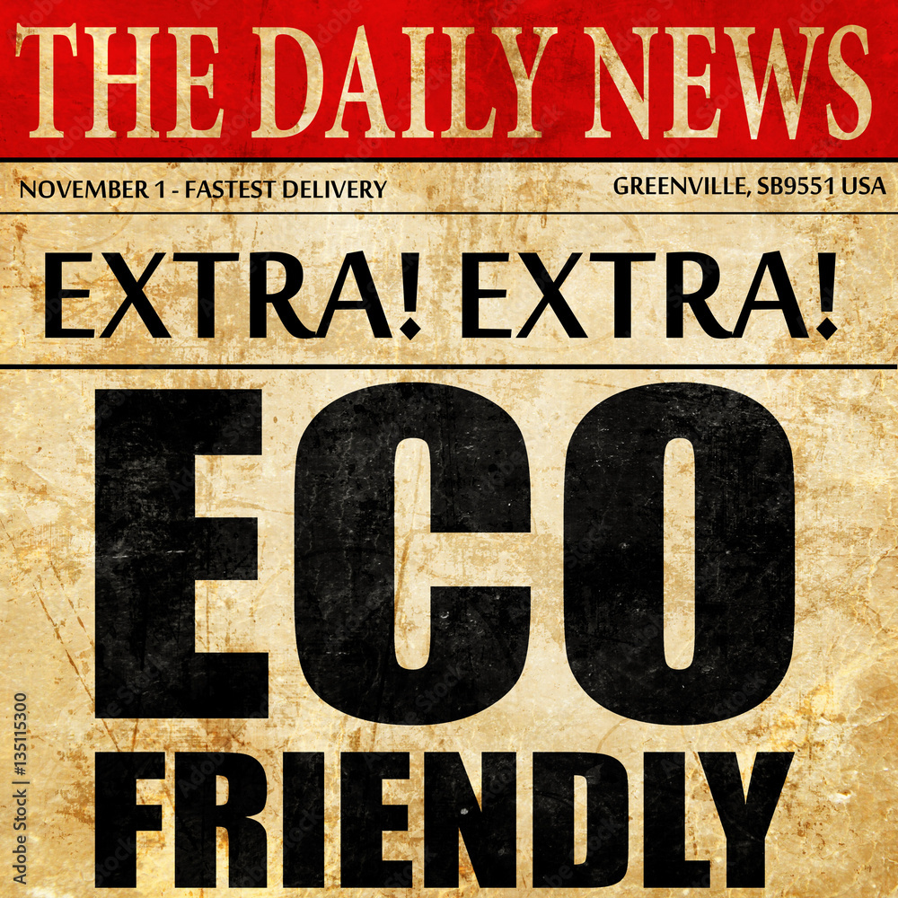 Illustrazione Stock eco friendly, newspaper article text | Adobe Stock
