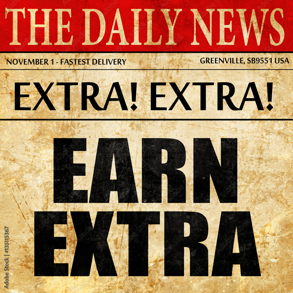 earn extra, newspaper article text Stock Illustration | Adobe Stock
