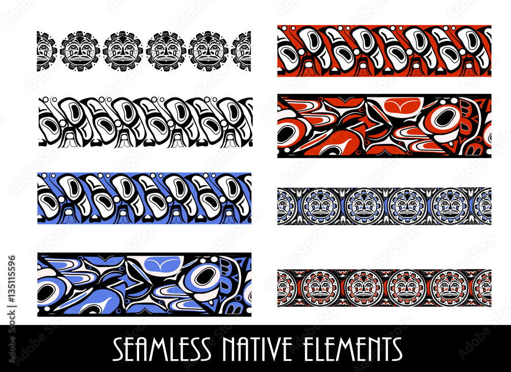 Poster Big set abstract red background native american – Wall Art ...