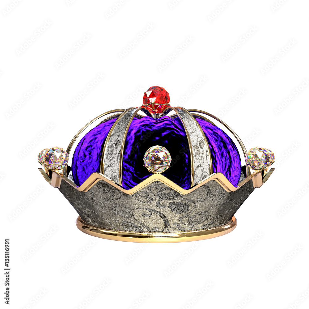 Classic Royal Crown A traditional royal crown with purple velvet ...