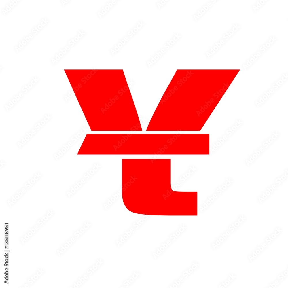 initial letter YT logo vector red color Stock Vector | Adobe Stock