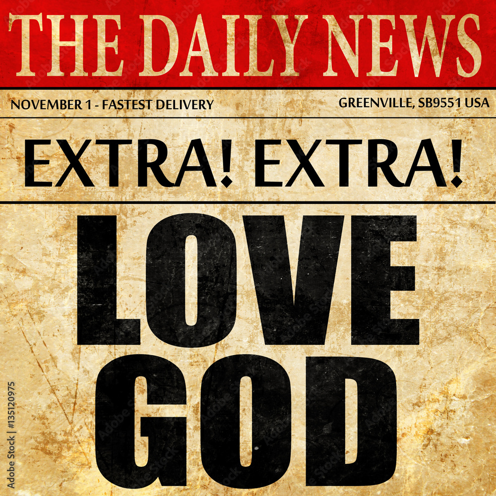 Illustrazione Stock love god, newspaper article text | Adobe Stock