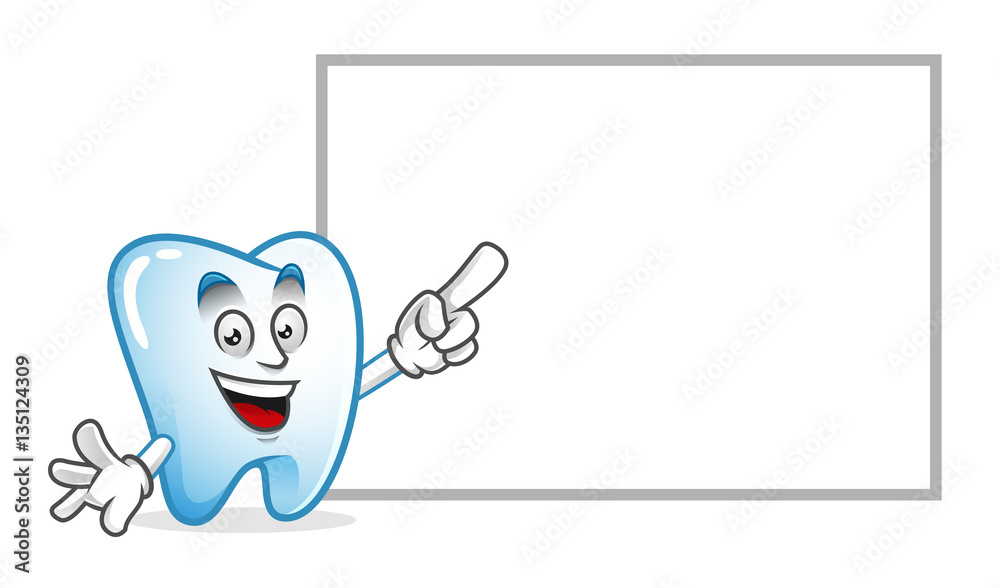 tooth mascot with blank sign, tooth character, tooth cartoon vector ...