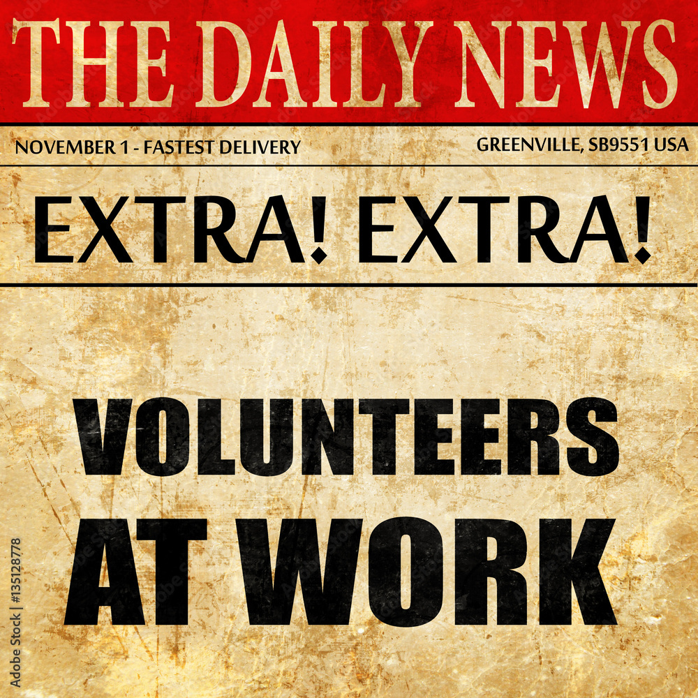 volunteer at work, newspaper article text Stock Illustration | Adobe Stock