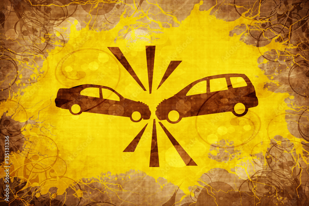 Vintage car crash sign background Stock Illustration | Adobe Stock