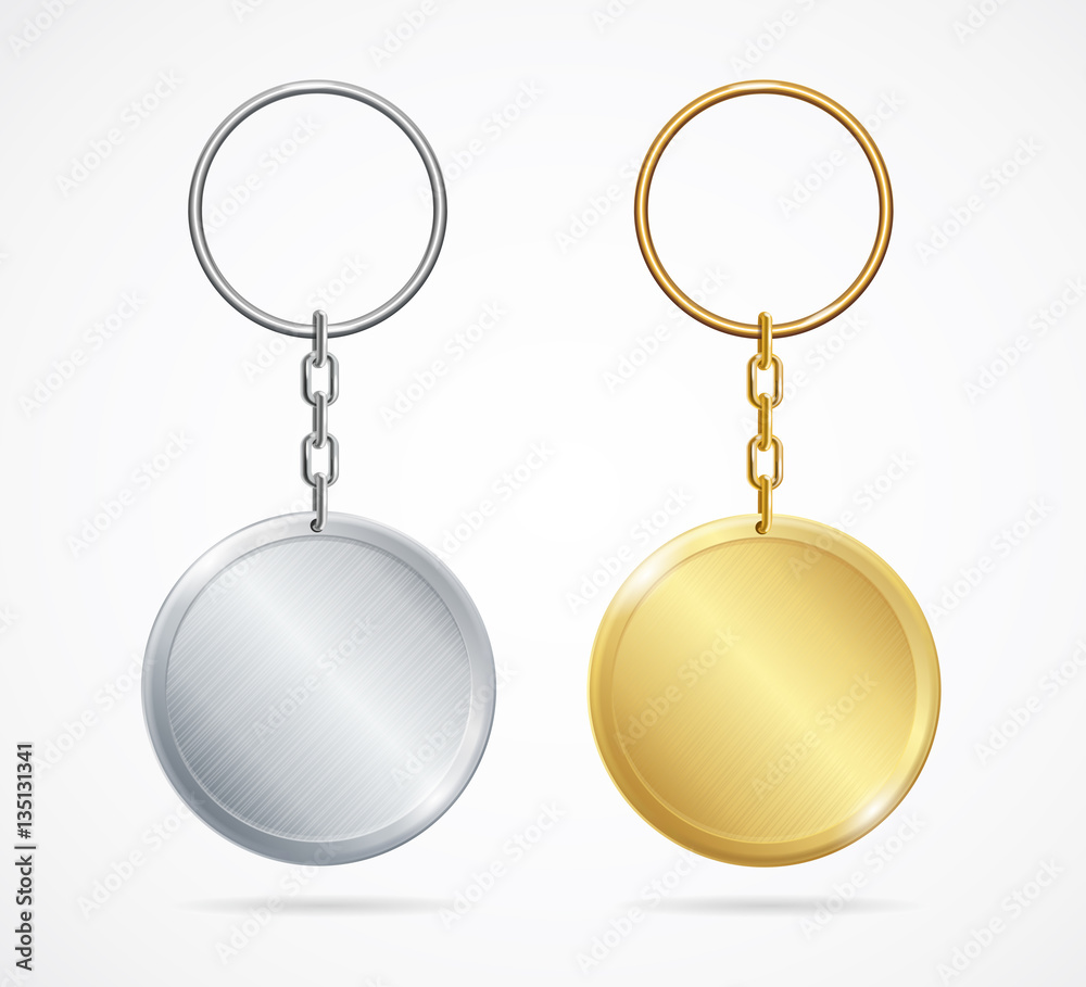 Realistic Metal Keychains Set Vector Stock Vector Adobe Stock