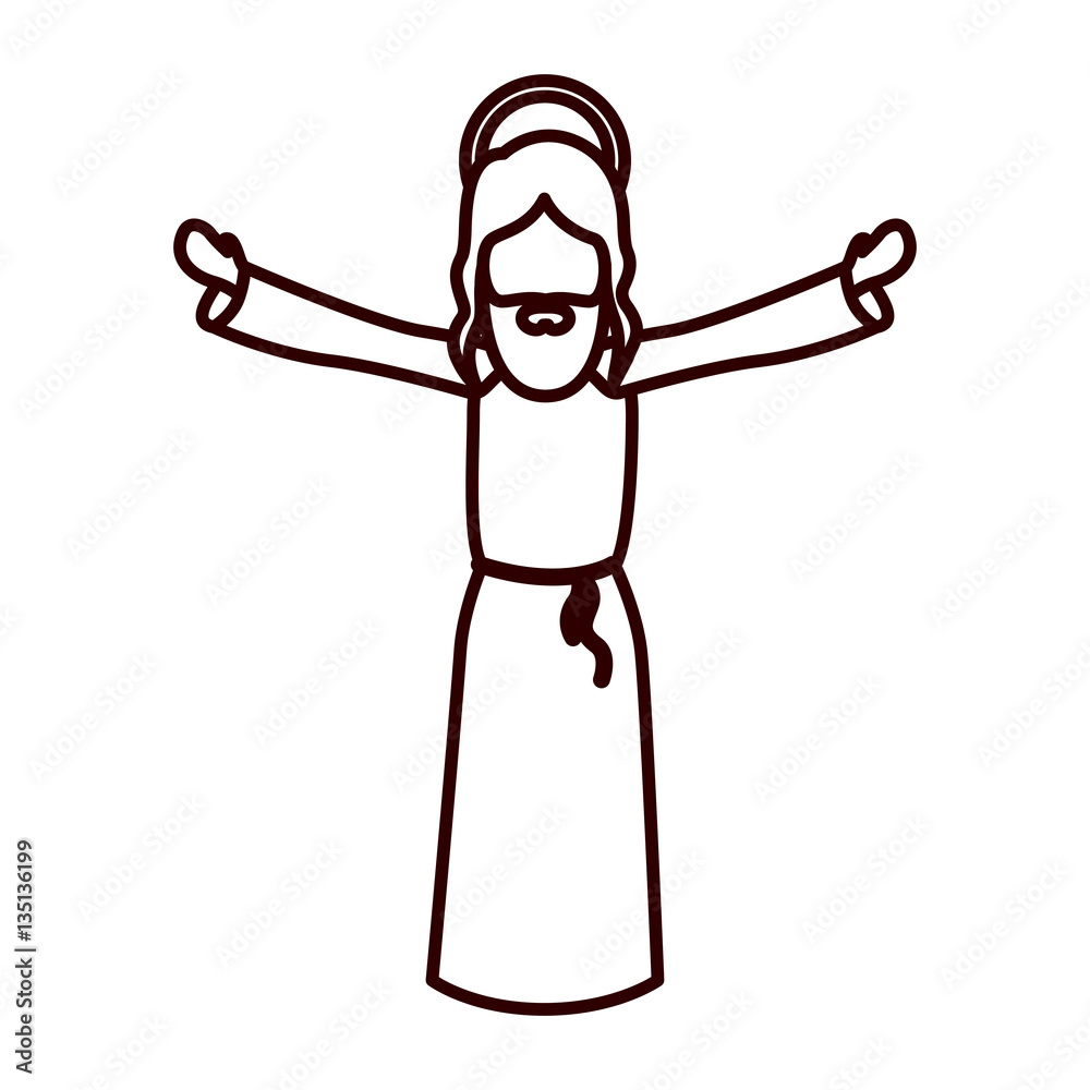 monochrome contour with jesus with open arms vector illustration Stock ...