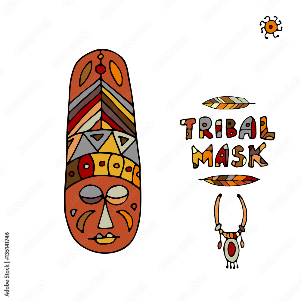 Tribal mask ethnic, sketch for your design Stock Vector | Adobe Stock