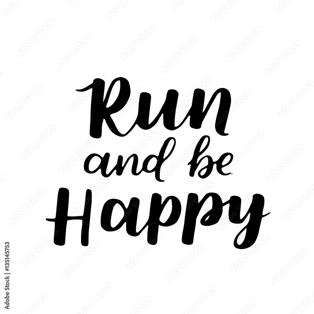 Vector handwritten lettering about sport and motivation. Black ink hand ...