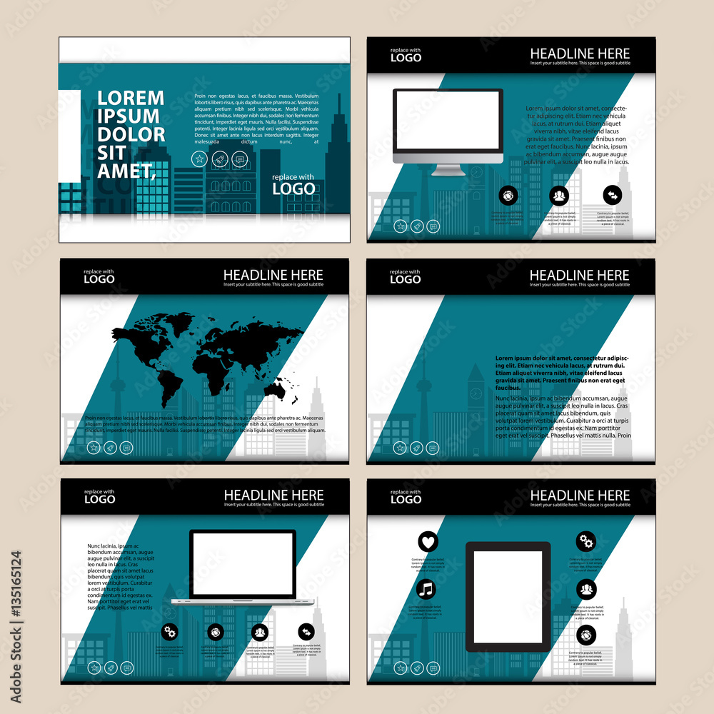Business Template design set Presentation and brochure Annual report ...