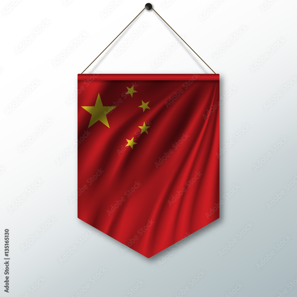 The national flag of China. The symbol of the state in the pennant ...