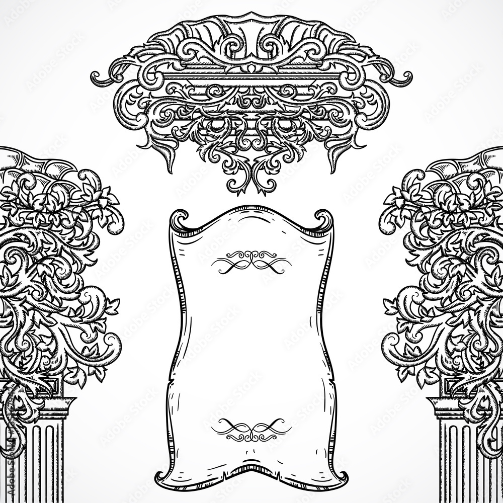 Vintage architectural details design elements. Antique baroque classic ...