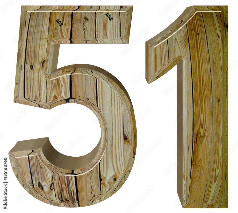 Numeral 51, fifty one, isolated on white background, 3d render Stock ...