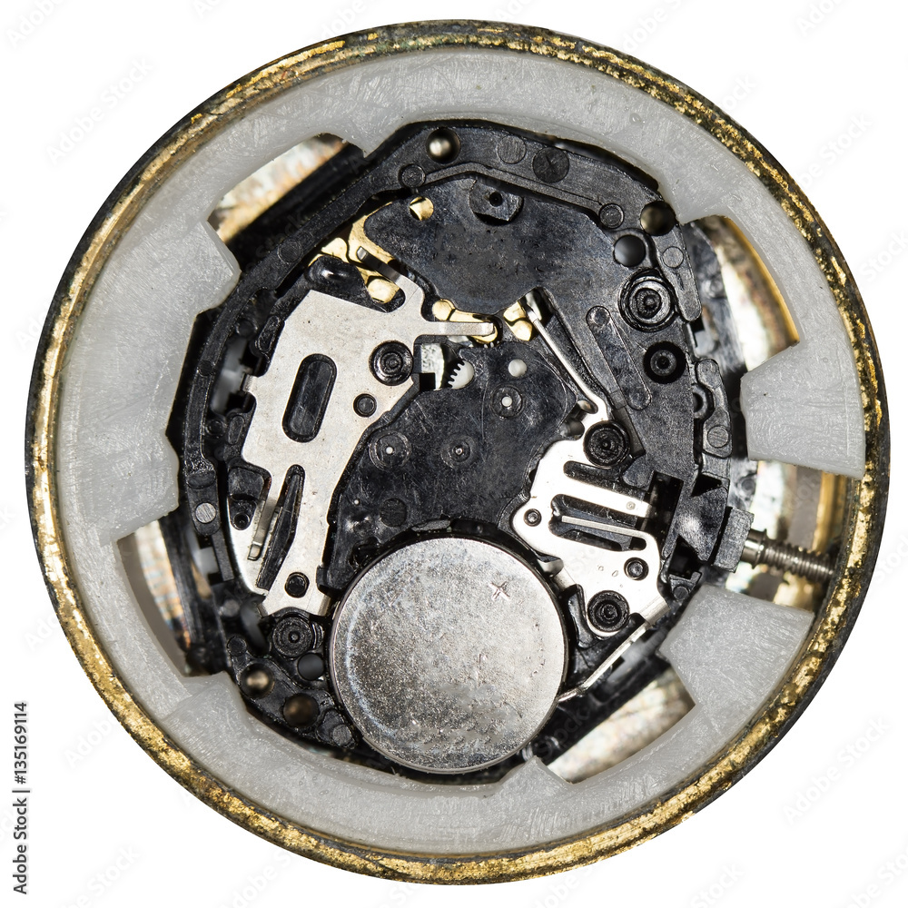 quartz mechanism of watch, battery, coil, high resolution and detail ...